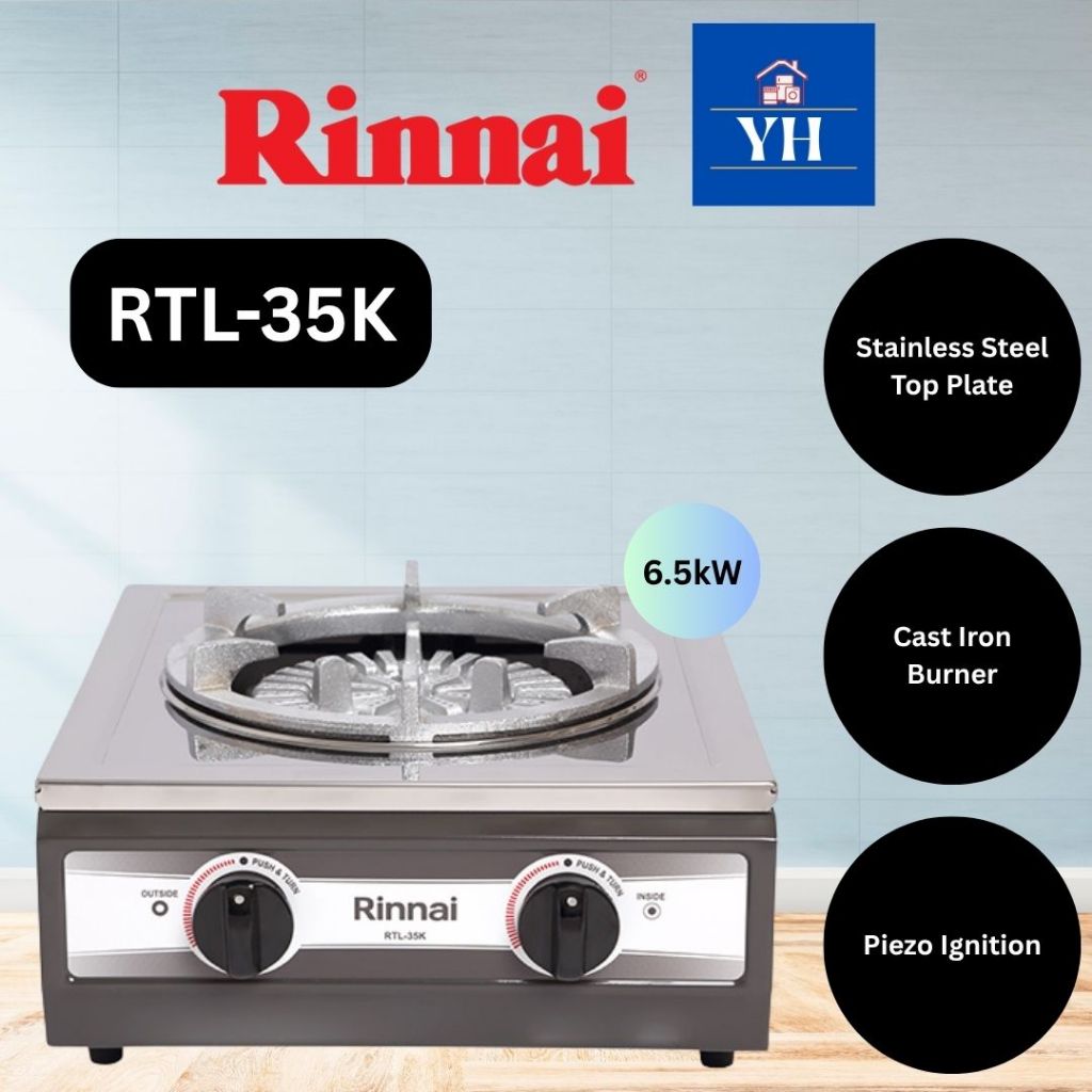 RINNAI Semi-Commercial Table Top Stove 6.5kW GAS COOKER RTL-35K ...