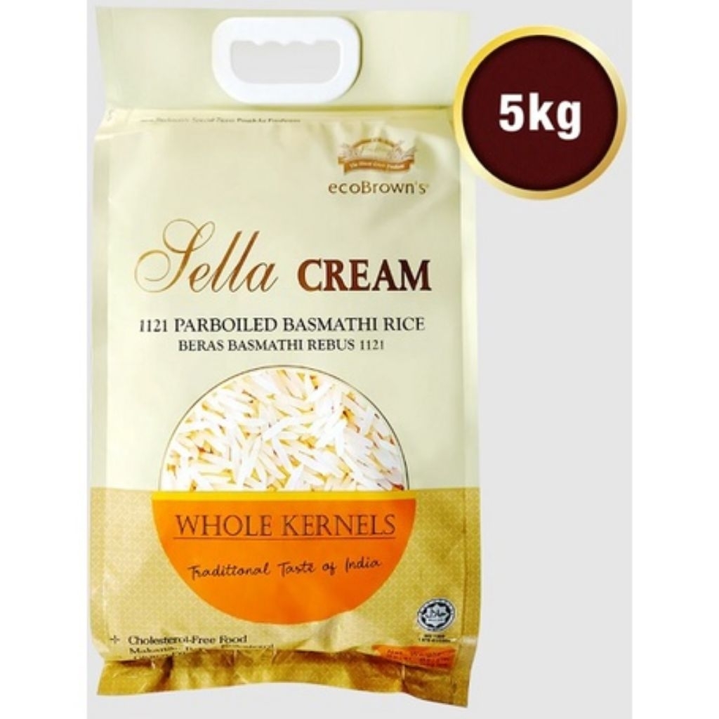 Ecobrown's La Sella Cream Basmathi Rice 1121 Parboiled 5kg | Shopee ...