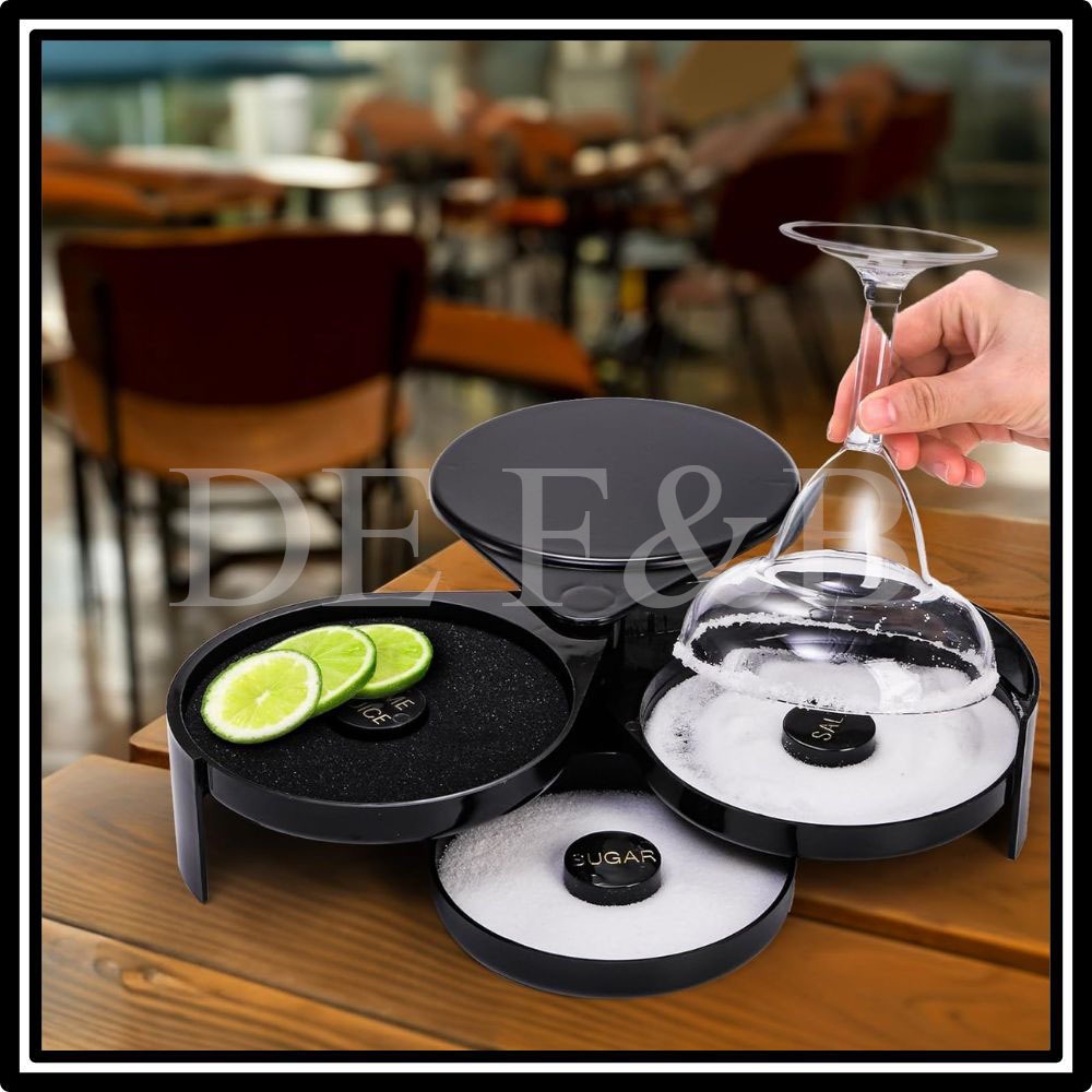 【DE F&B】3 Tier Bar Glass Rimmer with Salt Sugar Lime Juice | Glass ...