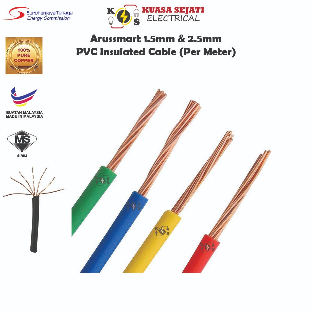 1 METER - Arussmart 1.5mm & 2.5mm PVC Insulated Power Cable Wire ...