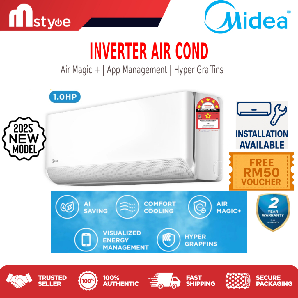 [KL/KValley Install] Midea Celest R32 MSCE | MSNE | MSAI – 1.0HP-2.5HP 4/5-Star Inverter | Smart ...
