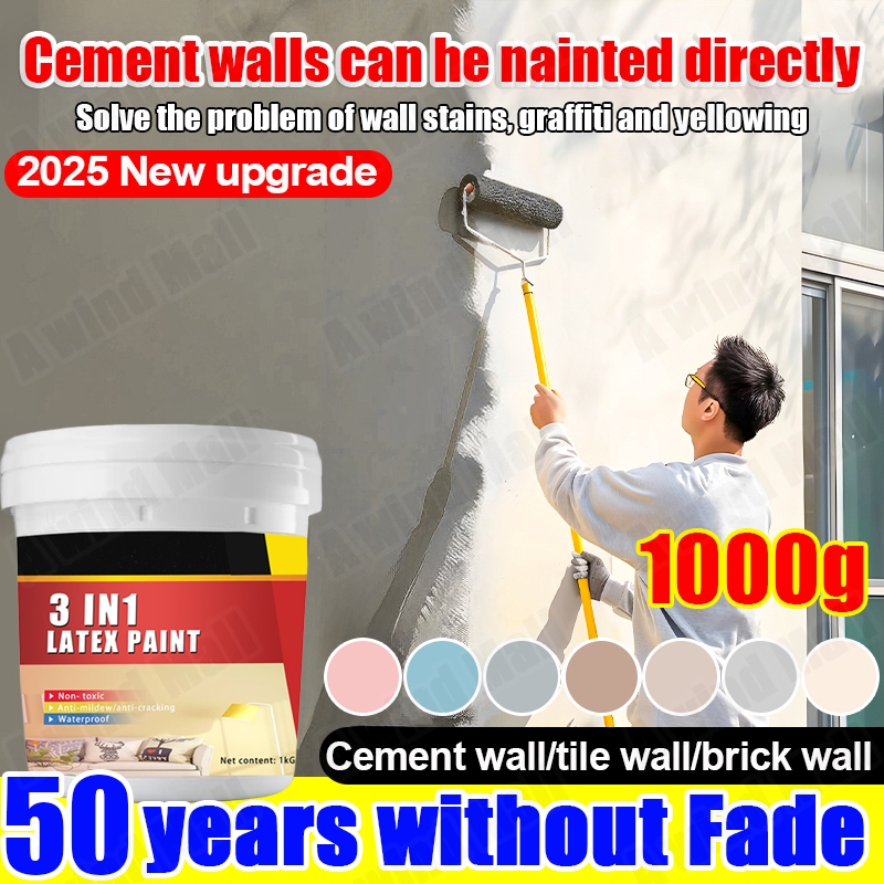 🌈1000G With Brush🌈Indoor and Outdoor Latex Paint Home Paint ...