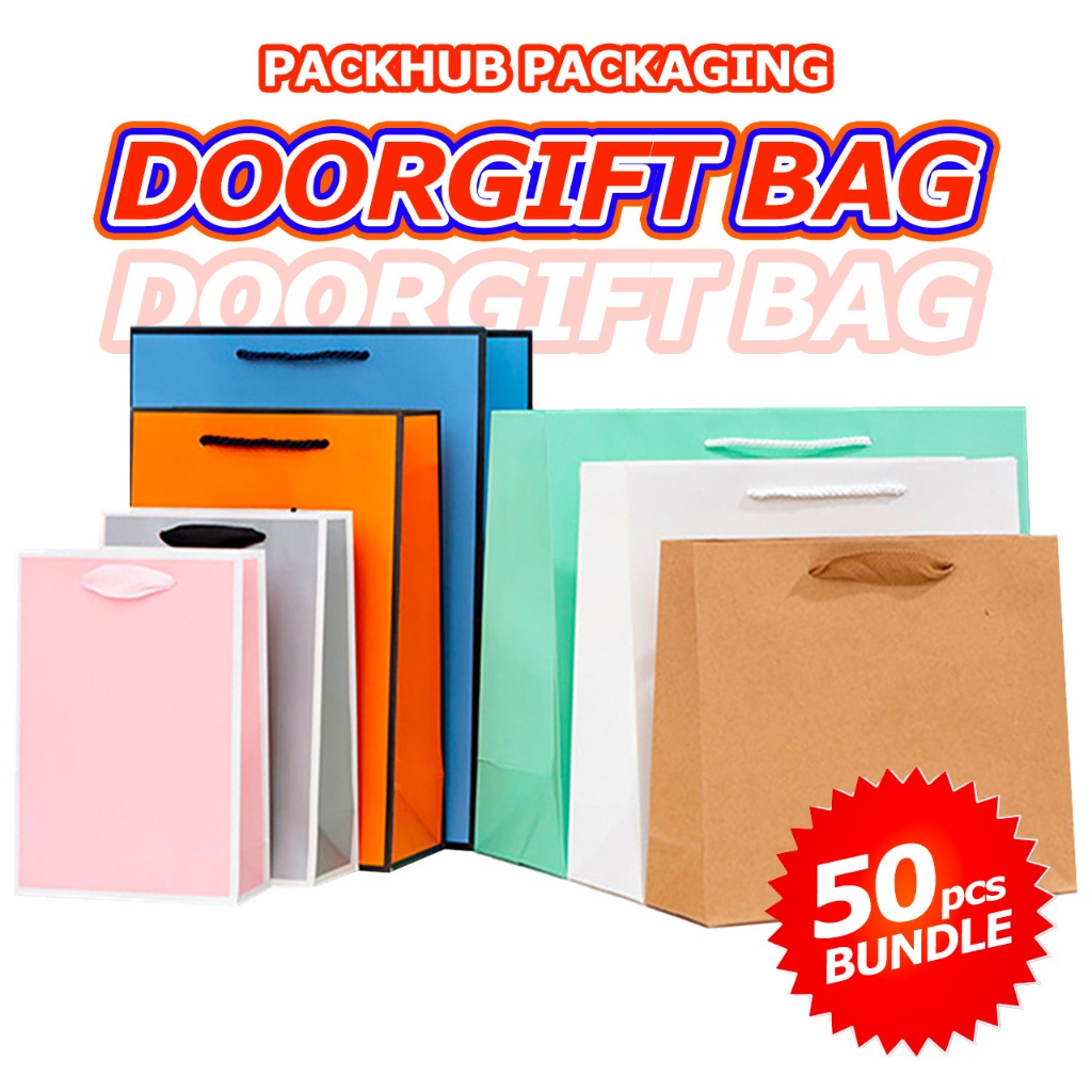 50PCS Bundle Bag Kertas Paper Bag Doorgift Goodies Beg Hadiah Wedding ...