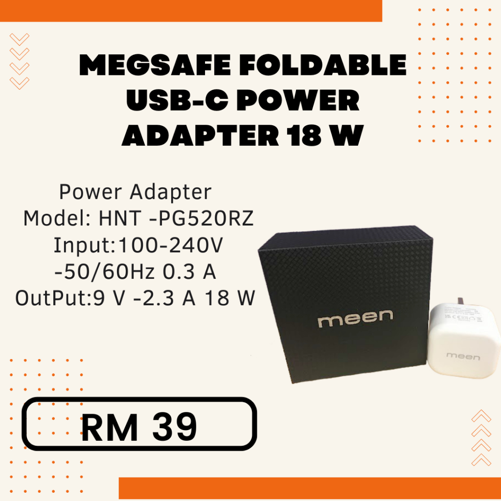 MegSafe Foldable USB-C Power Adapter 18 W | Shopee Malaysia
