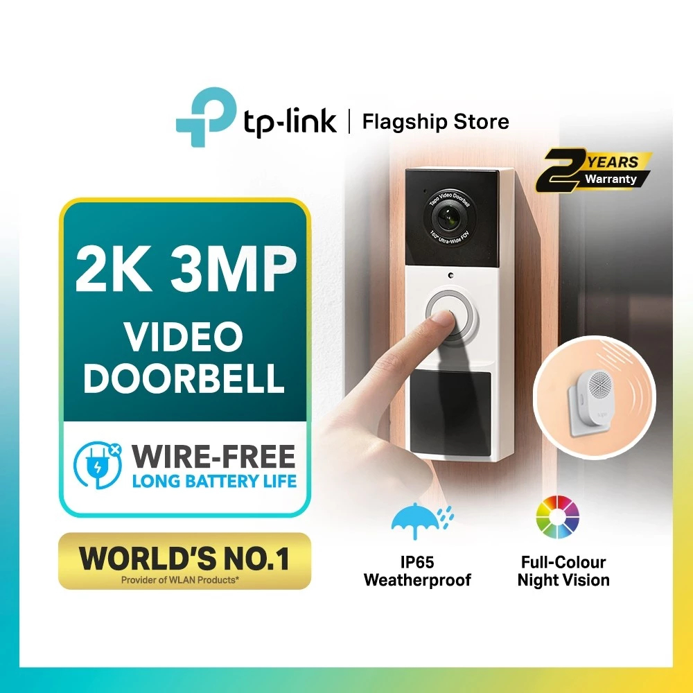 TP-Link Tapo D210 Smart Wireless Doorbell – 2K 3MP Video, PIR Motion Detection, 2-Way Audio ...