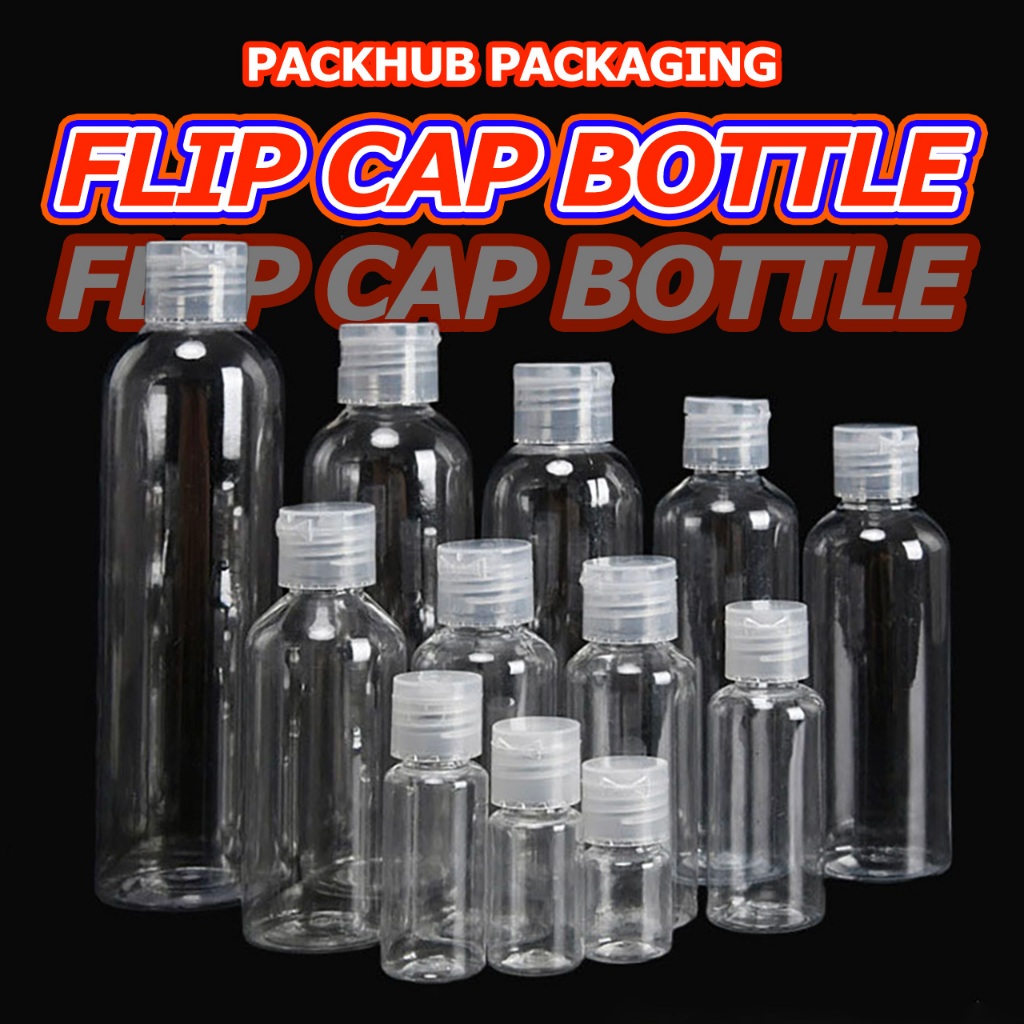 Flip Cap Bottle Botol Plastik PET Travel Refill Bottle Isi Semula Botol ...