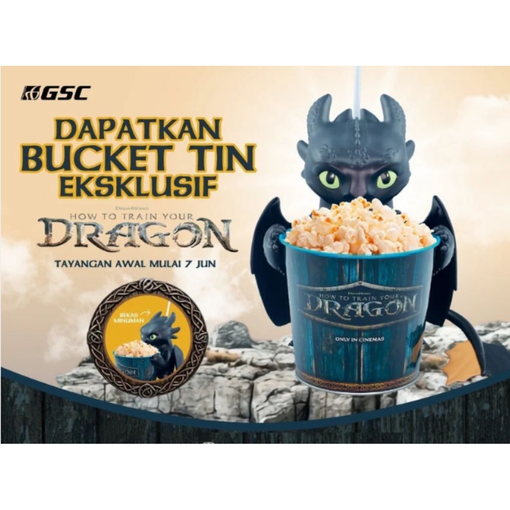 Original GSC How to Train Your Dragon Popcorn Bucket & Tumbler | Shopee ...
