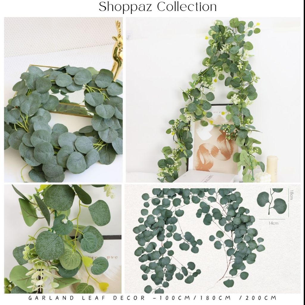 Shoppaz 1-2M Garland Artificial Plant Fake Leaf Deco Hanging Plant Vine ...