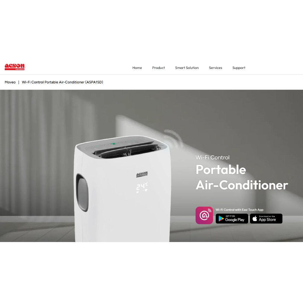 Acson Portable Air-Conditioner (MOVEO) 1.5hp Wi-Fi Control Portable Air ...