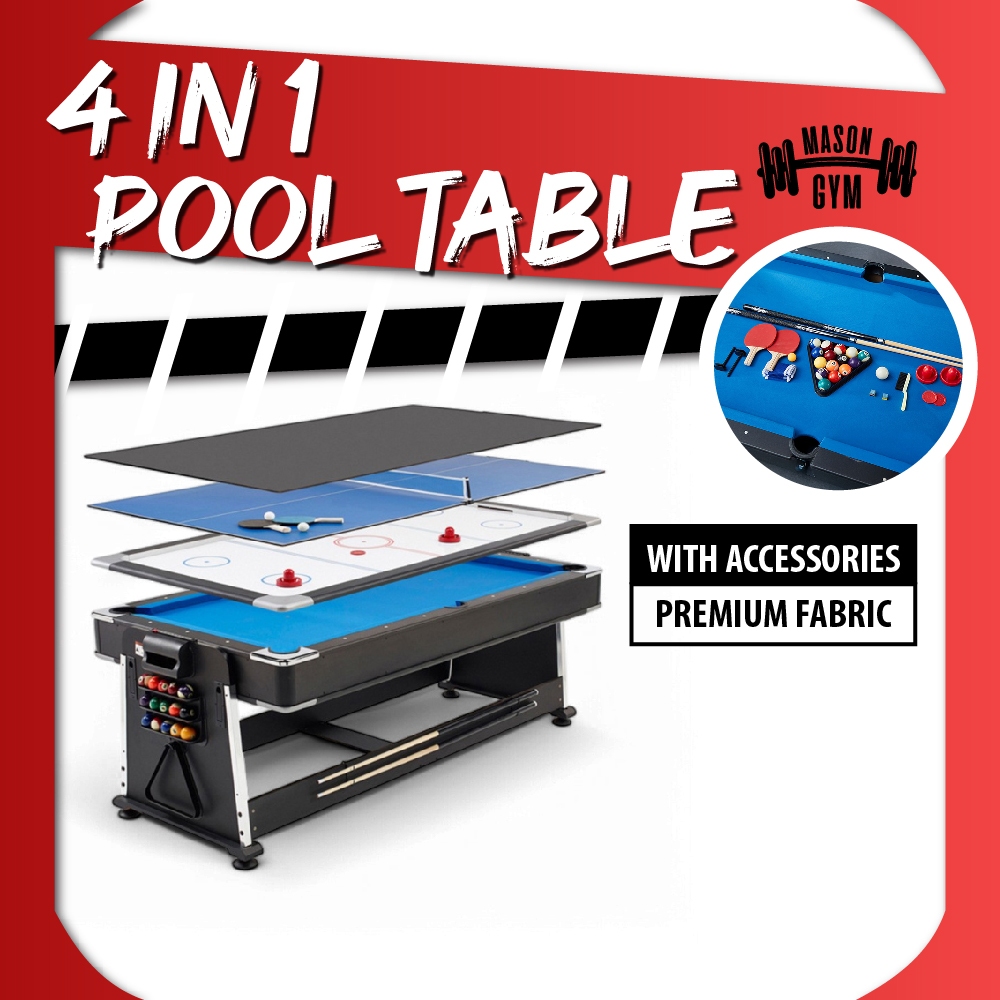 Pool Table 4 in 1 Meja pool Ping pong tennis Air hockey Desk top hoki ...