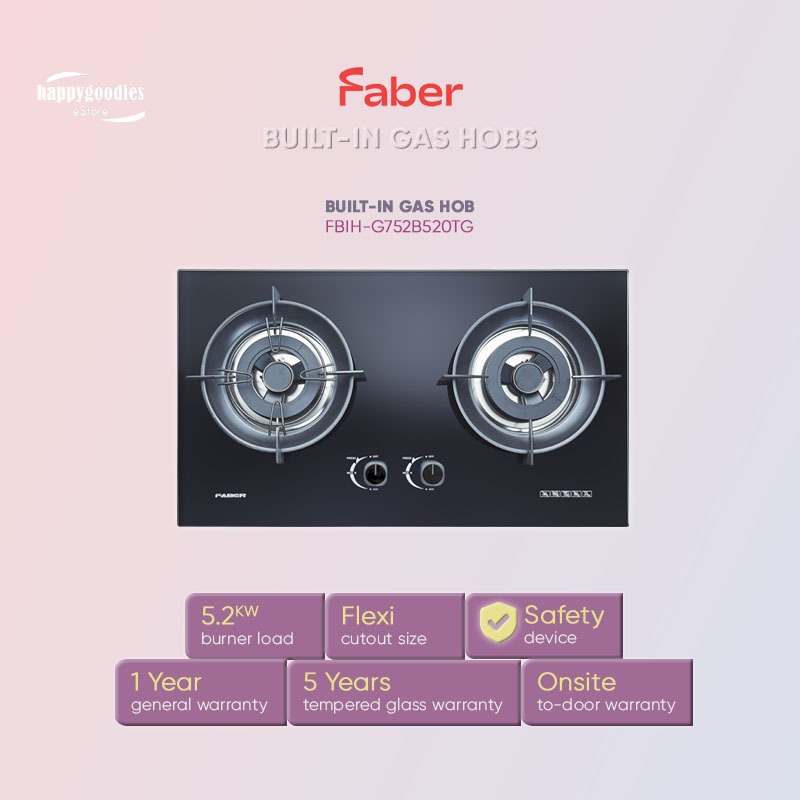 Faber Tempered Glass Built-in Gas Hob with Safety Device FBIH ...