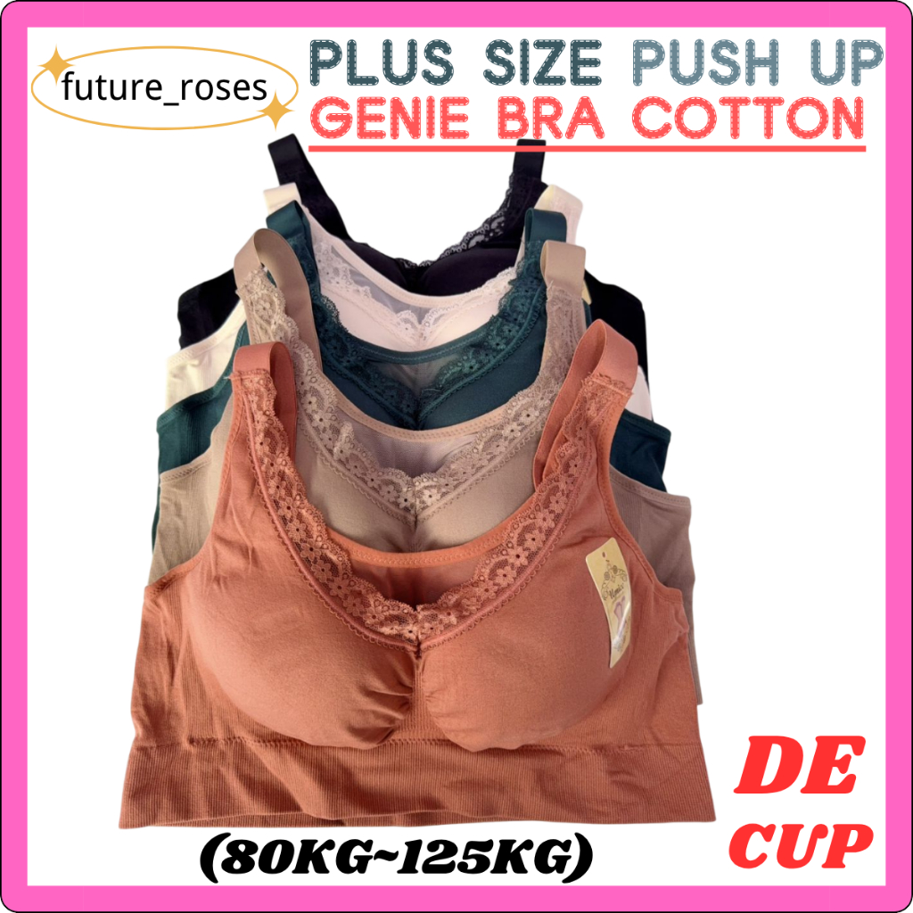 DE cup Plus Size Genie Bra Cotton Bra 80kg-125kg Sport Bra Seamless ...