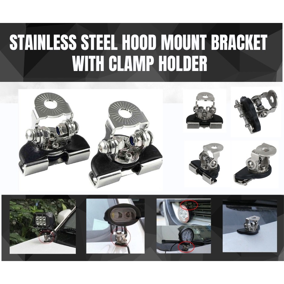 STAINLESS STEEL HOOD MOUNT BRACKET WITH CLAMP HOLDER Universal LED ...