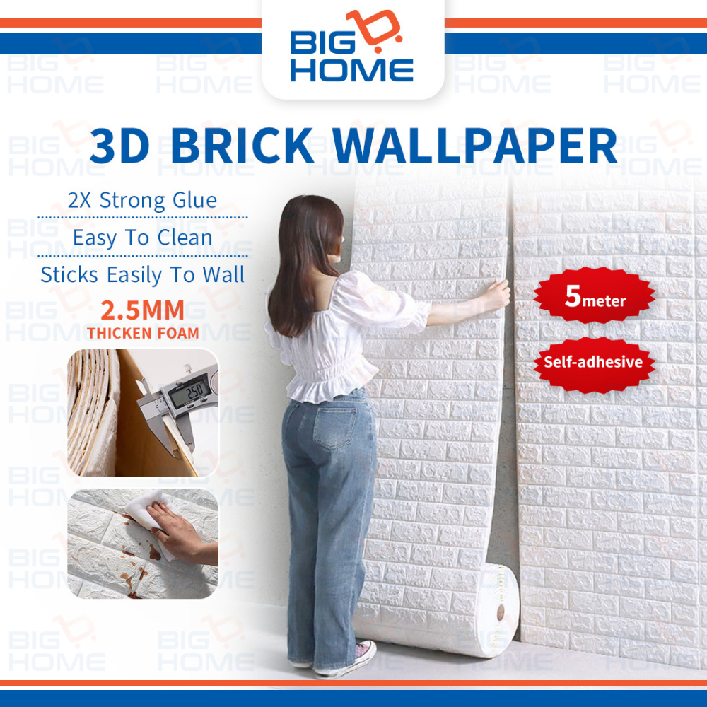 3D Brick Foam Wallpaper Dinding Wall Paper Dinding Foam Brick Wallpaper ...