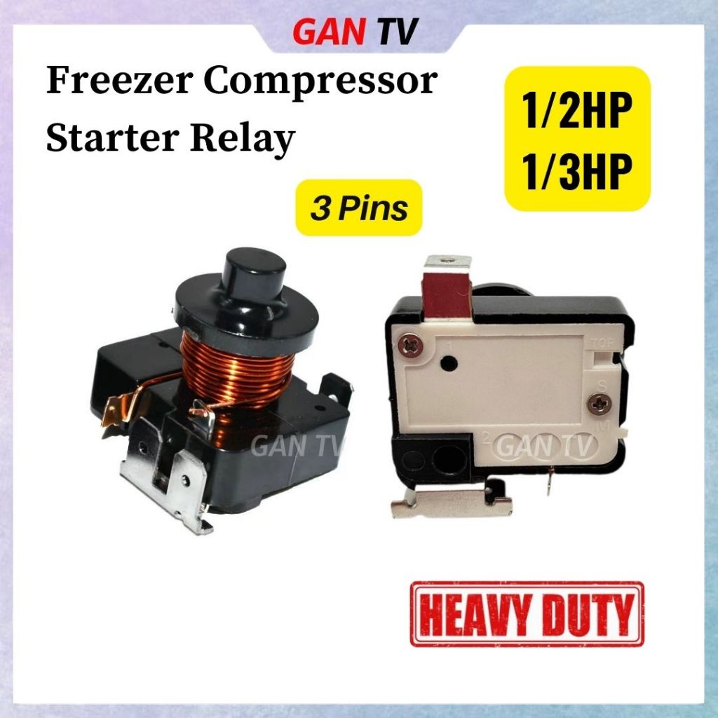 Heavy Duty 1/2HP 1/3HP (3 Pins) PTC Starter Relay Refrigerator/Freezer ...