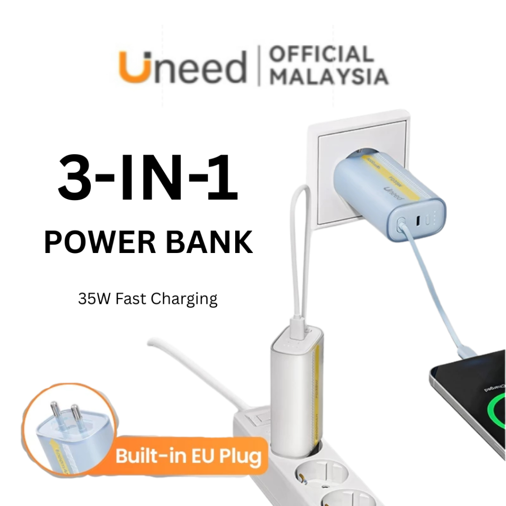 Uneed Portable Fast Charging Mini Power Bank With AC Plug 充电宝 (35W ...