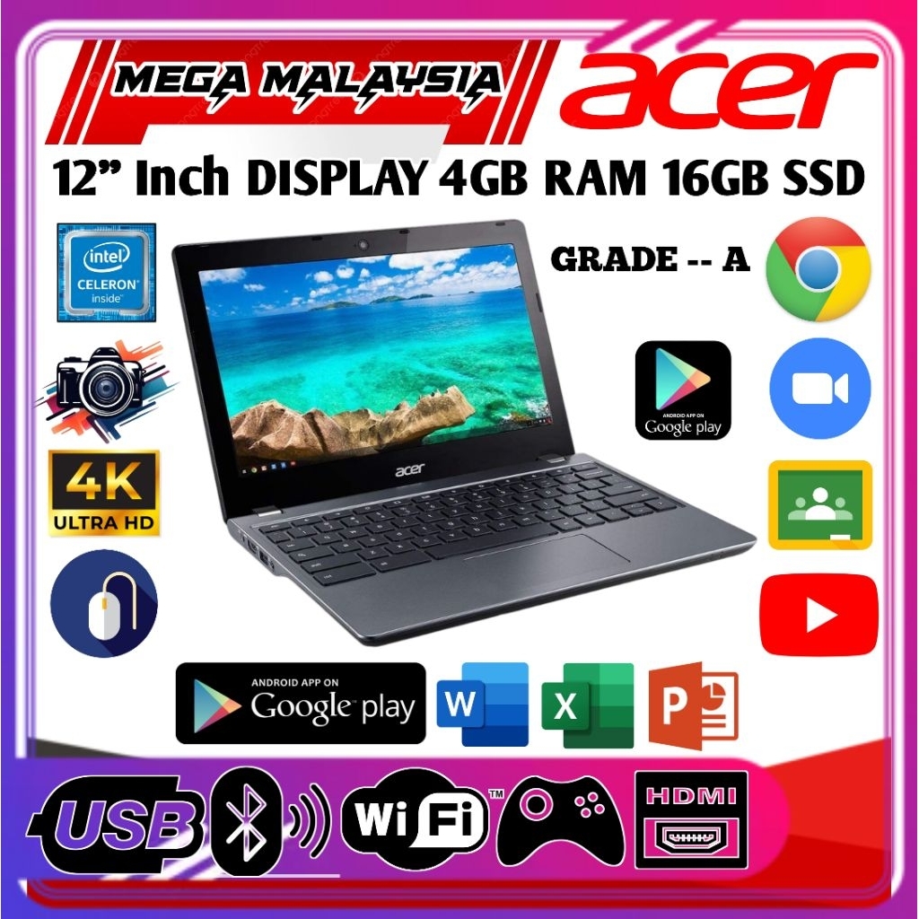ACER C740 Laptop/Chromebook || 4GB RAM 16GB SSD 11.6 Quality Display ...