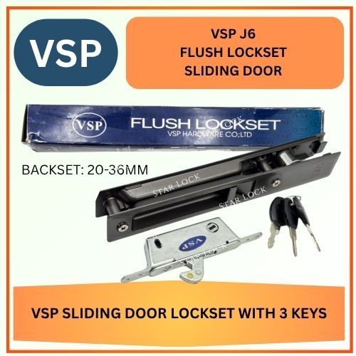 VSP J6 Flush Lockset Sliding Door - 玻璃门锁 - pintu kaca lock | Shopee ...