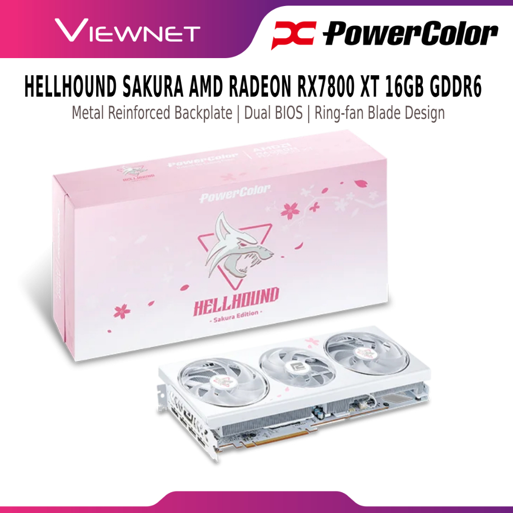 POWERCOLOR HELLHOUND SAKURA AMD RADEON RX 7800 XT 16GB GDDR6 256BIT ...