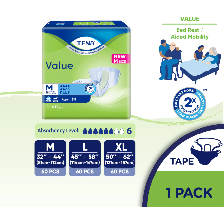 Tena Value Adult Diaper M12s/L8s/XL8s | Shopee Malaysia