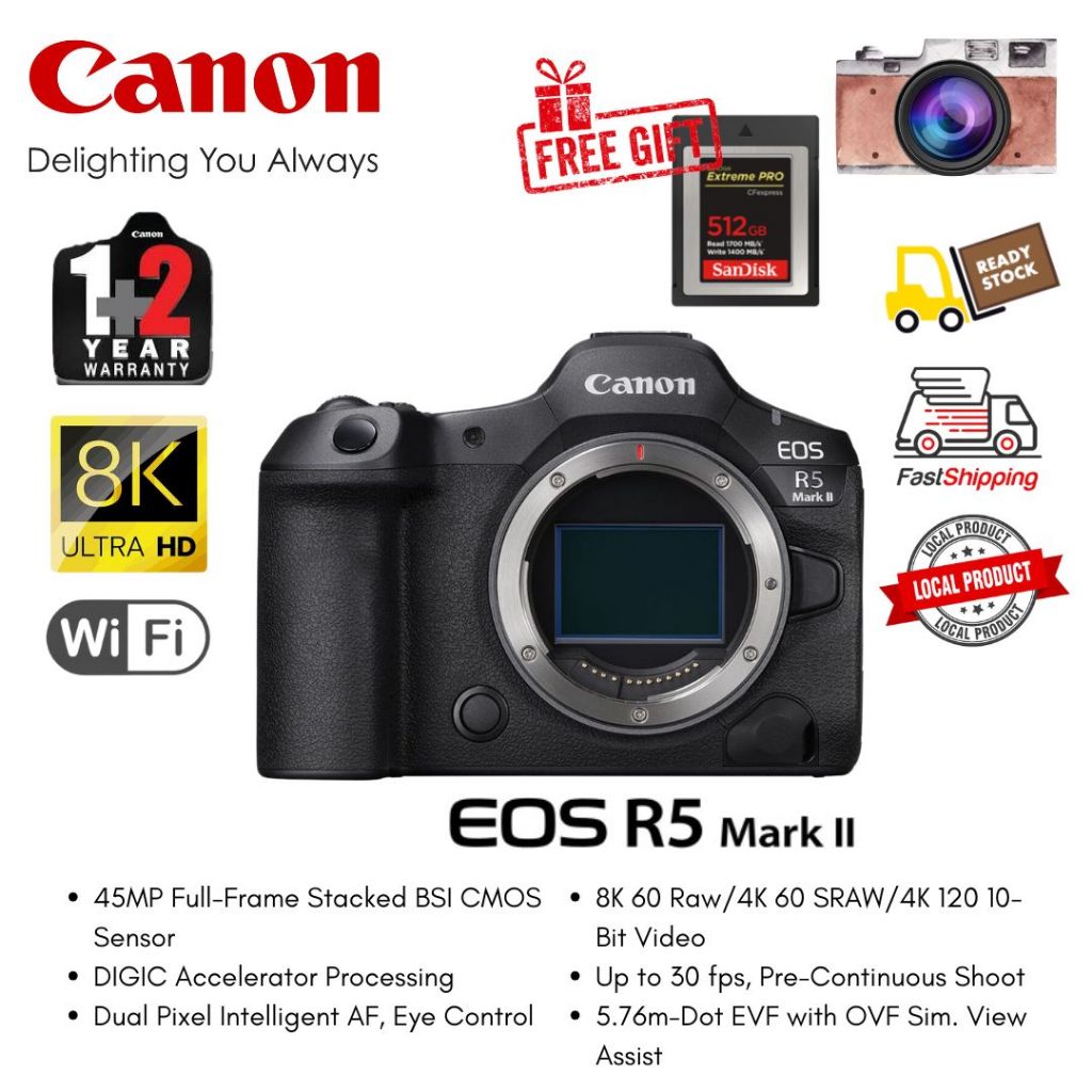 (Canon Malaysia) Canon EOS R5 Mark II Mirrorless Camera 45MP Full-Frame ...