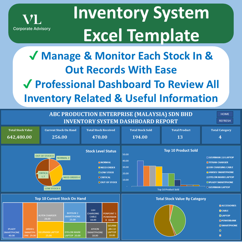 VL Inventory Excel Template System Auto FIFO Costing Automatic Stock ...