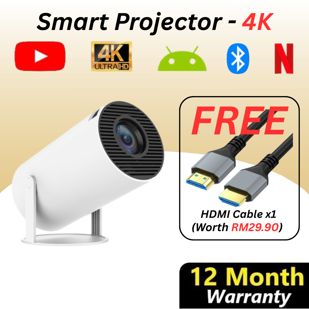 3Pin Portable Hy300 Pro Smart Projector projektor Mini 4K For Android ...