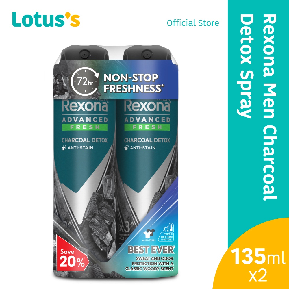 REXONA Men Charcoal Detox Spray Deo 2X 135ML | Shopee Malaysia