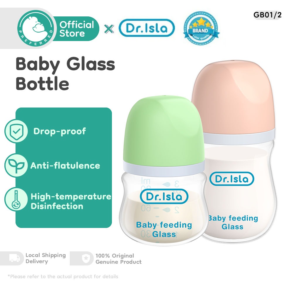 PREFERRED & Dr.isla Botol Susu Baby Wide Neck Bottle Glass Feeding ...