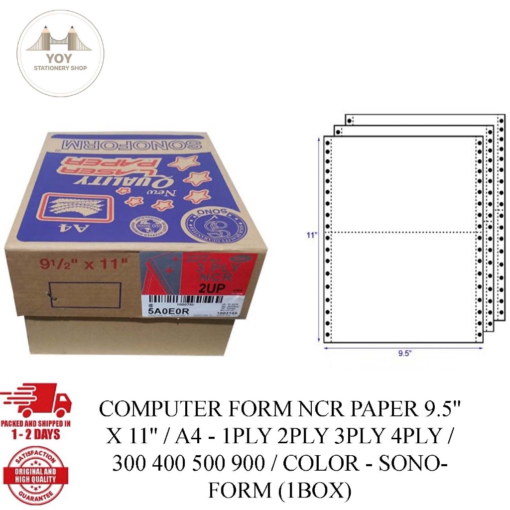 COMPUTER FORM NCR PAPER 9.5'' X 11'' / A4 - 1PLY 2PLY 3PLY 4PLY / 300 ...