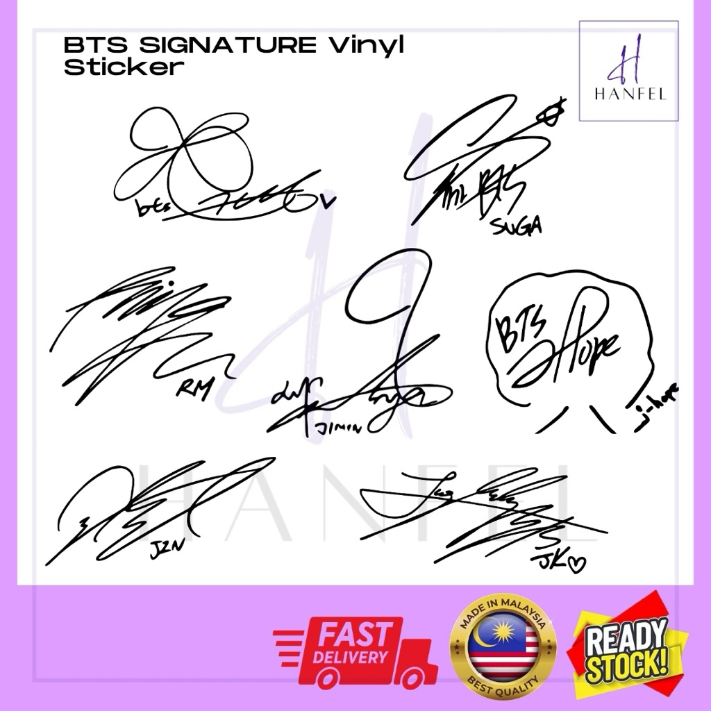 BTS MEMBER SIGNATURE Kpop Group Logo vinyl sticker / Decal sticker ...