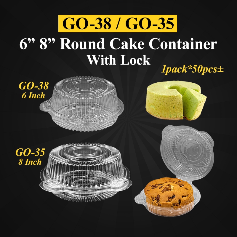 GO-35 GO-38 6" 8" Round Cake Container with Lock 50pcs± OPS Round ...