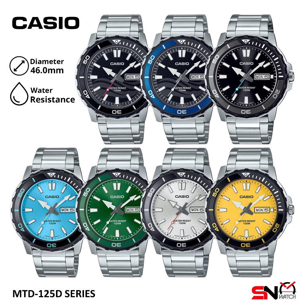 Casio MTD-125D Series Elegant Round Dial Men's Watch with Mineral Glass ...