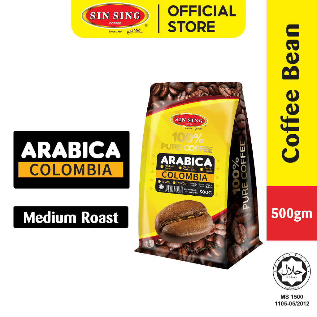 Sin Sing Coffee Bean Arabica Colombia Biji Kopi 500g |Medium Roast ...