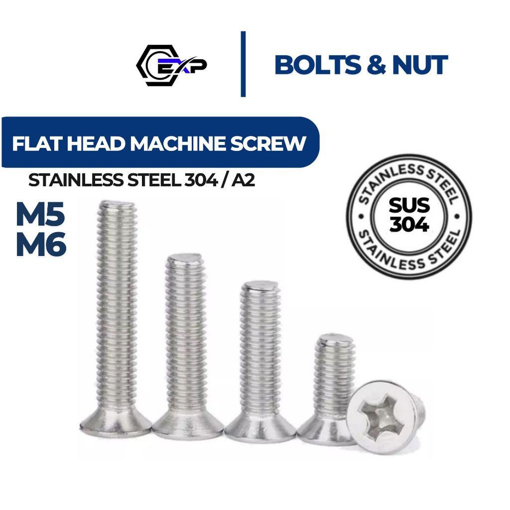 Exp(1PCS) Phillips Machine Screw Stainless Steel 304 Flap Head CSK M5 ...