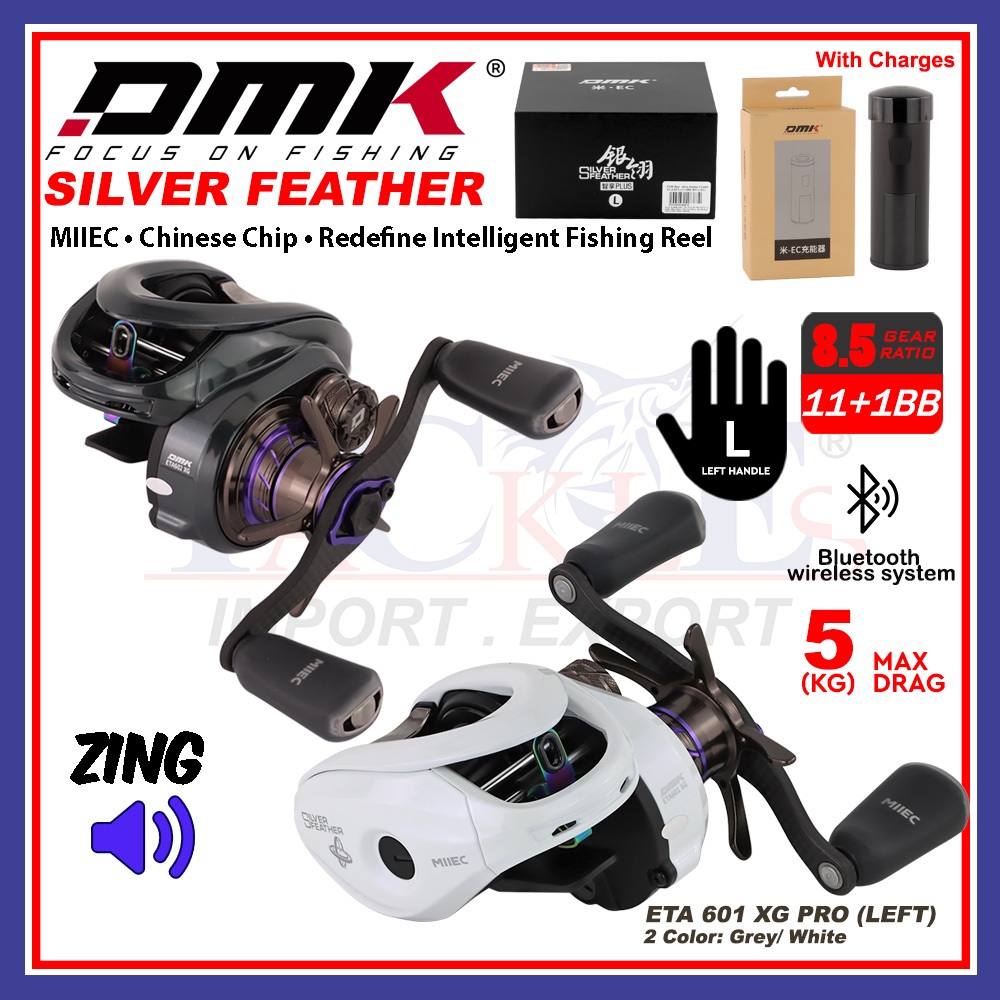 DMK Silver Feather Mesin Baitcasting Dengan Charger | Bunyi ZING | Bluetooth Wireless System ...