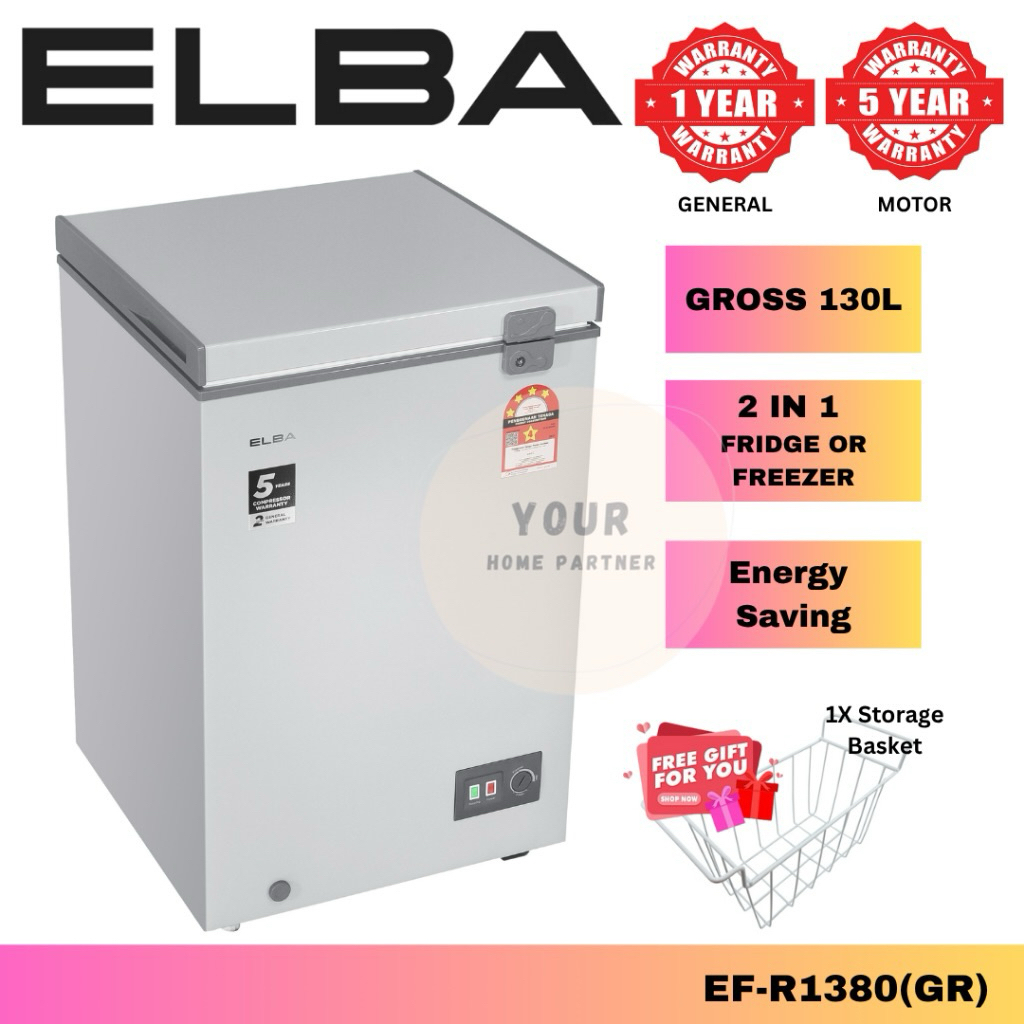 Elba 2 In 1 Chest Freezer EF-E1380 Gross Capacity 130L Midea Chest ...