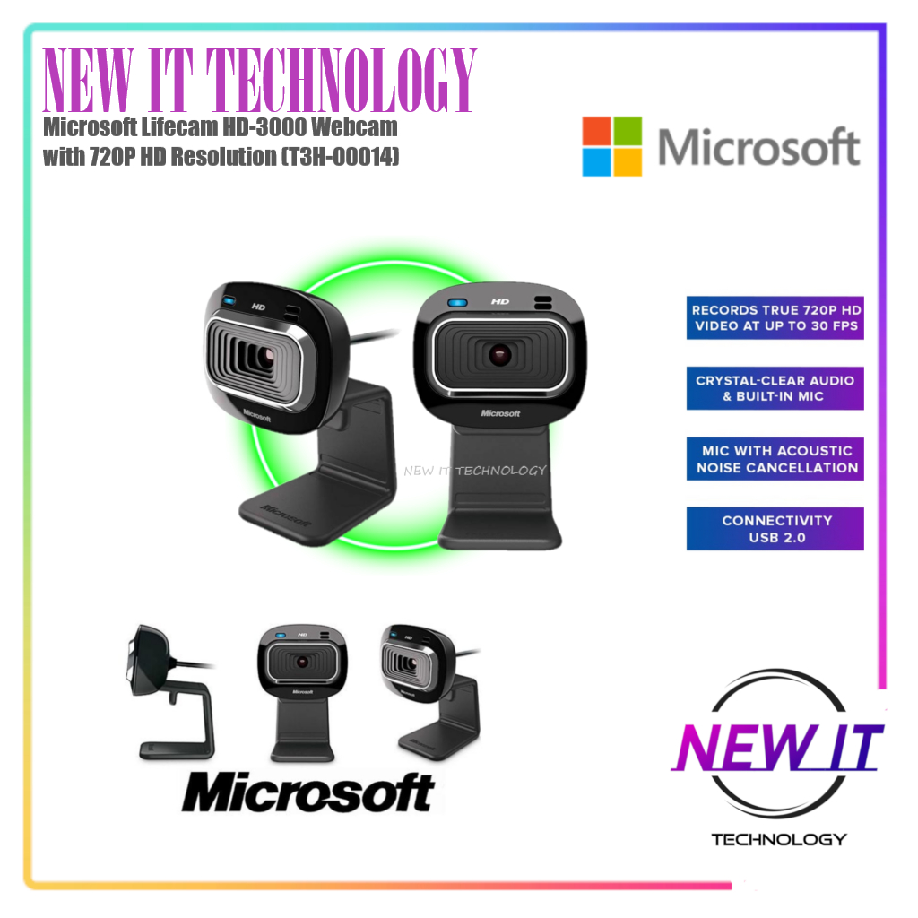 Microsoft LifeCam HD-3000 for Business with built-in noise cancelling ...