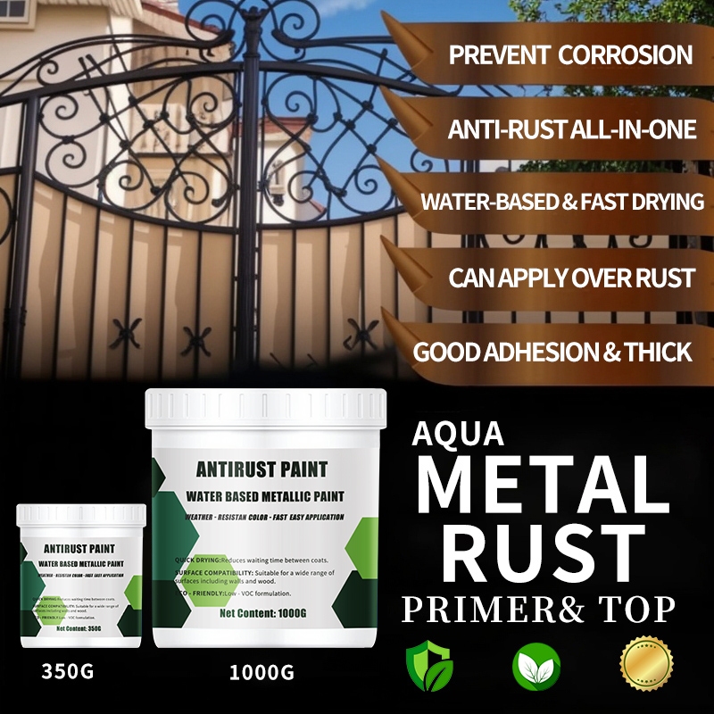 350ml/1L Water Based Aqua Metal Rust Paint Cat Besi & Kayu 防锈漆 •Anti ...