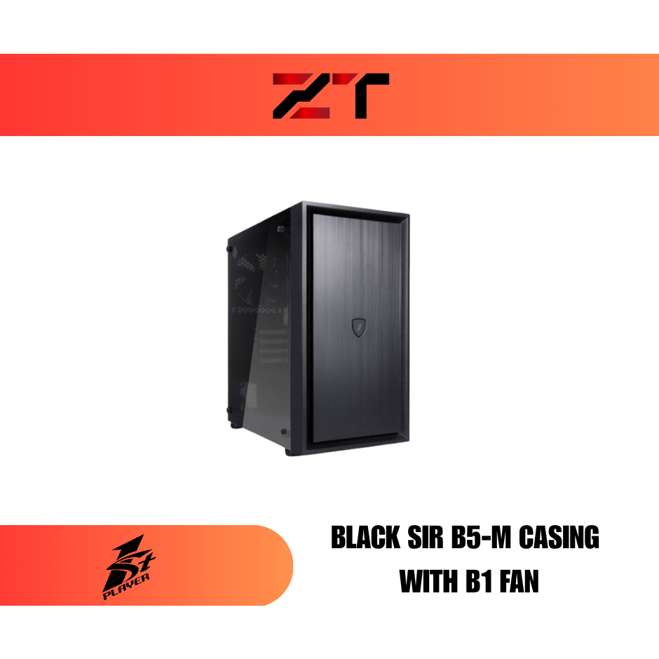 1ST PLAYER Black Sir B5‑M Casing with B1 Fan | mATX | Tempered Glass ...