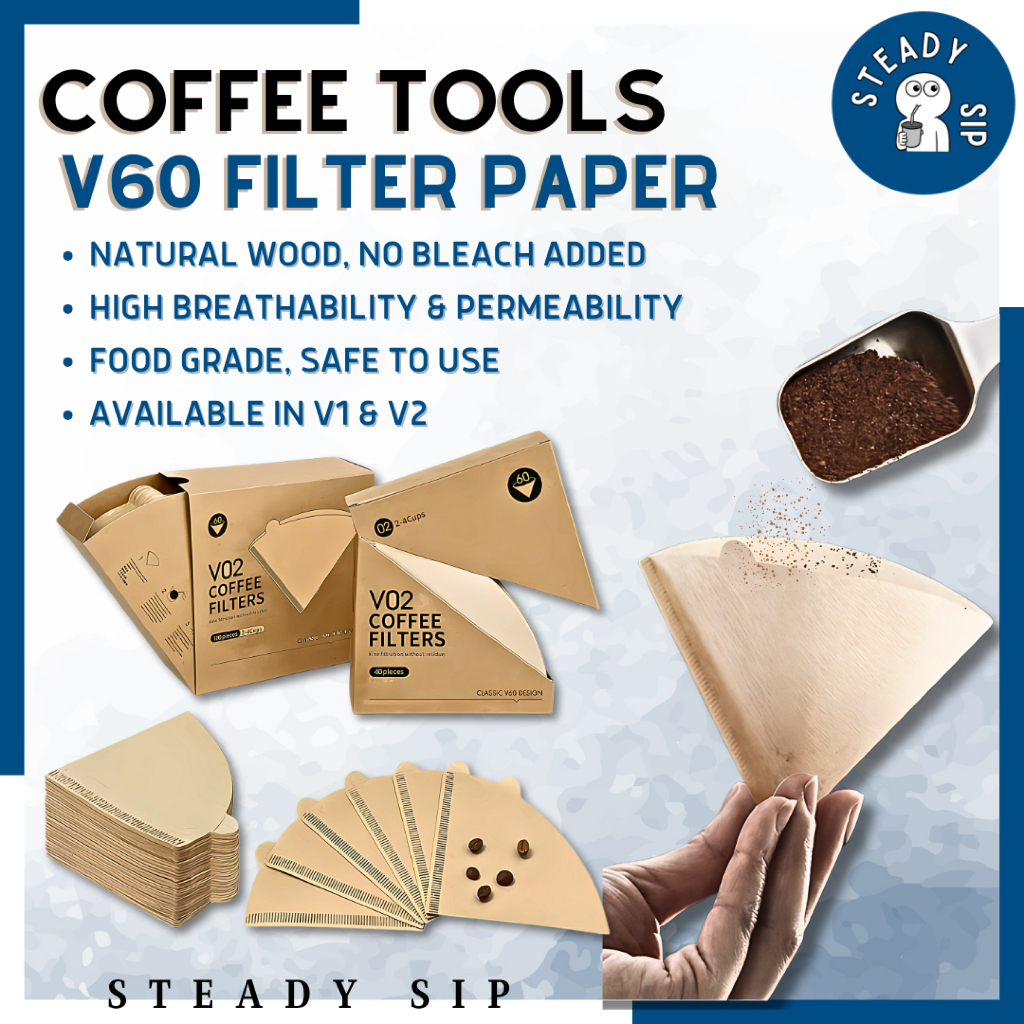 SteadySip V60 Filter Paper Coffee Pour Over Paper Dripper Filter Paper ...