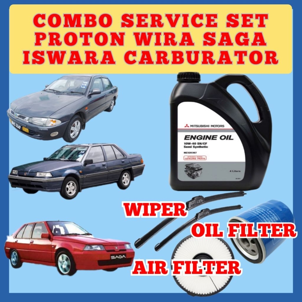 PROTON ENGINE OIL + OIL FILTER +AIR FILTER +WIPER SAGA ISWARA WIRA ...