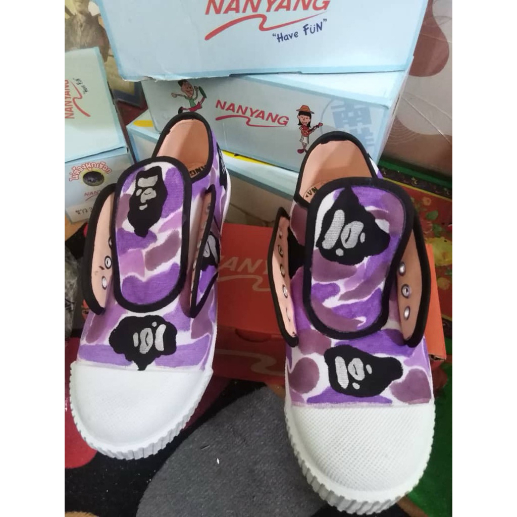 Kasut Nanyang CAMO PURPLE MONYET Stylo Fancy Sepak Takraw STL Custom ...