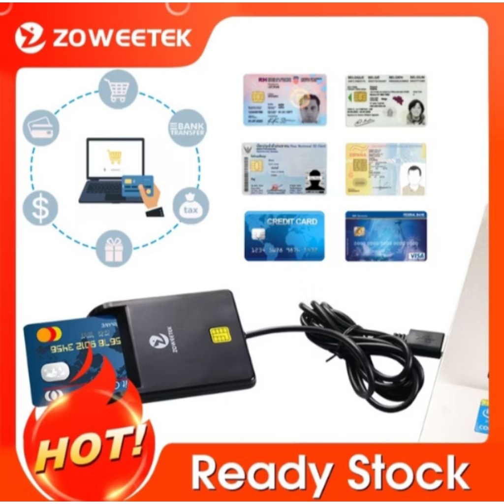 ZOWEETEK IC ID Smart Card Reader Affordable Chip Card Reader USB 2.0 ...
