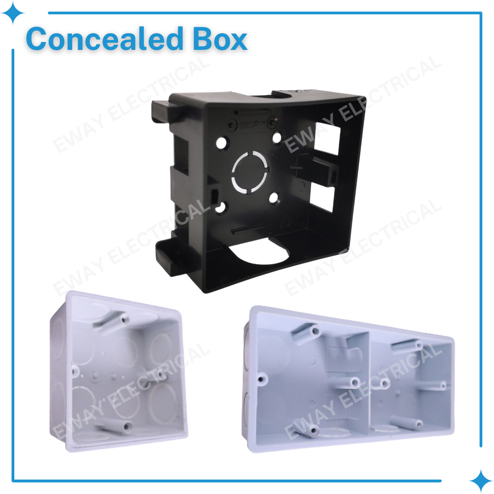Megapower MP PVC Concealed Box 3x3/3x7 White/Black Switch Socket Back ...