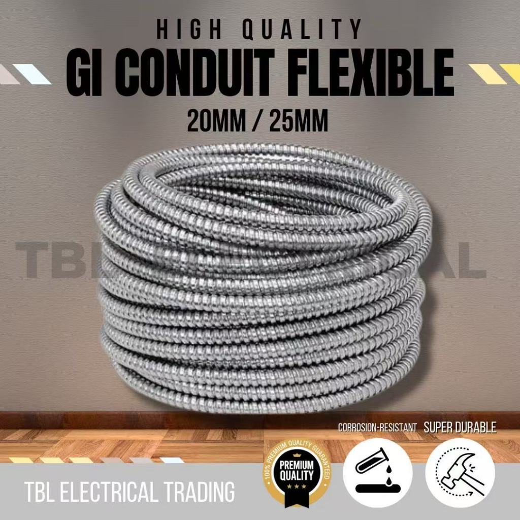 [1ROLL] 20mm / 25mm Conduit Flexible Hose GI Steel Pipe Flexible Metal ...