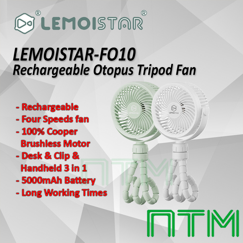 Lemoistar FO10 Rechargeable Octopus Tripod Fan 4 Inch Fan Baby Stroller ...