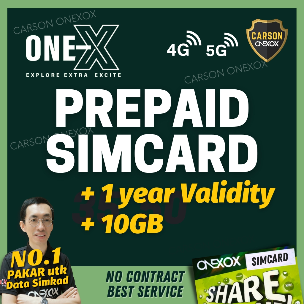 1 Year ONEXOX / BeONE Prepaid SIM Card, No Topup Needed, Celcom Digi ...