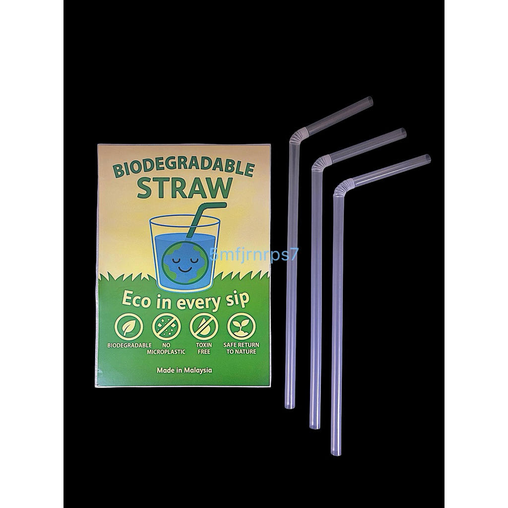 Biodegradasi Straw Bengkok /Biodegradable Flexible Straw / Bio Flexible ...