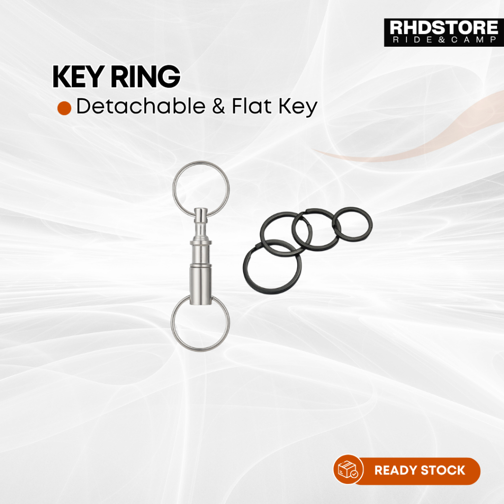 Detachable Key Ring & Flat Ring Keychain Klip Quick Draw Kunci EDC ...